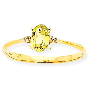 IceCarats 10K Yellow Gold Diamond Green Peridot Ring Gemstone Band April August Birthstone Jewelry Size 6