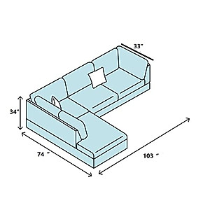 ERYE L-Shaped Corner 5 Seaters Chaise & Storage Ottoman,Modern Faux Leather Sectional & Sofa Couch with 2 Pillows for Home Office Apartment Living Room Furniture Sets, Brown PU Right