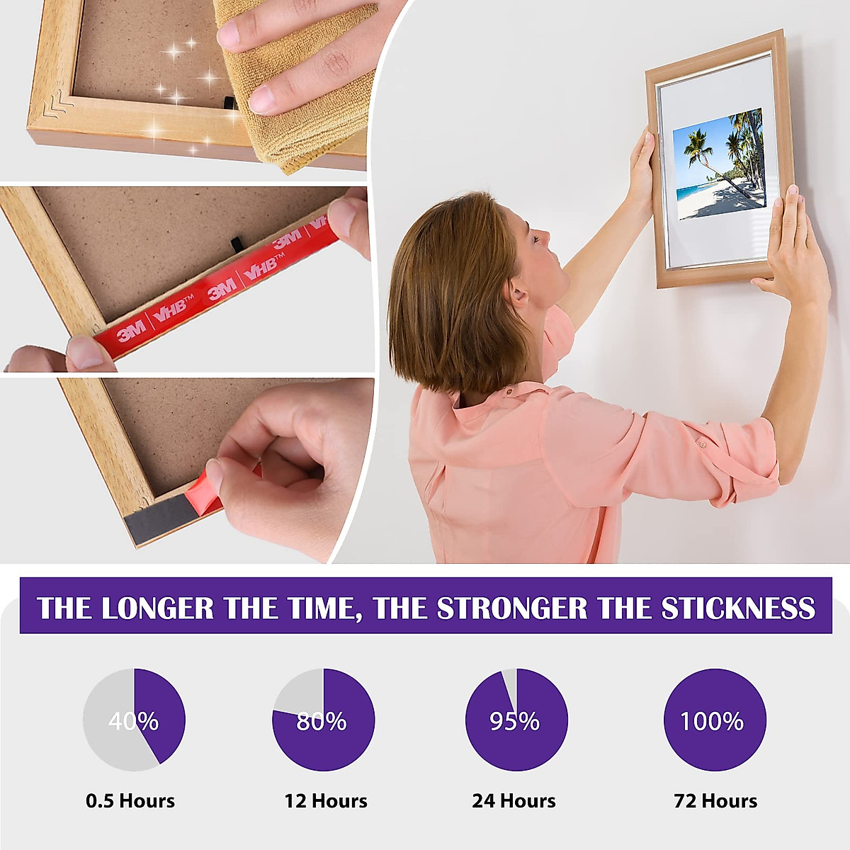 EMITEVER Double Sided Tape, Heavy Duty Mounting Tape, 15Ft x 0.6In Two Sided Acrylic Foam Tape, 2 Sided Strong Adhesive Tape, Waterproof Two Way Tape for Automotive, Car, Home Decor, Office Decor