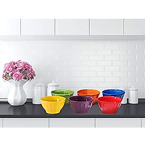 Bruntmor Porcelain 14 Ounce Bowl for Cereal, Soup, Rice, Desert, Ice Cream, Snack Server, Multicolor LEAD and CADIMUM FREE, Dishwasher & Oven Safe- Set Of 6