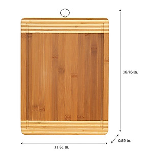 Kitchen Details Bamboo Cutting Board | Extra Large | Dual Sided Surface | Ultra Thick | Cut Resistant | Drip Edge
