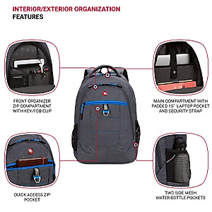 SwissGear 5918 Laptop Backpack, Grey, 17.75-Inch