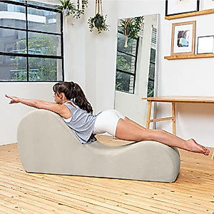 Avana Sleek Chaise Lounge for Yoga-Made in The USA-for Stretching, Relaxation, Exercise & More, 60D x 18W x 26H Inch, Beige