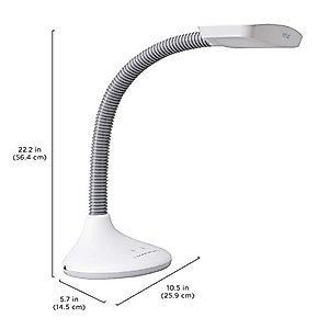 Verilux® SmartLight Full Spectrum LED Desk Lamp with Adjustable Brightness, Flexible Gooseneck and Integrated USB Charging Port - Reduces Eye Strain and Fatigue - Ideal for Readers, Artists, Crafters