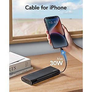 VEGER 25000mAh Portable Laptop Charger with Built-in Cables, Laptop Power Bank 100W PD/PPS Fast Charging Battery Pack (Total 130W) for MacBook Dell XPS iPad iPhone 14/13/12 Series, Samsung, More