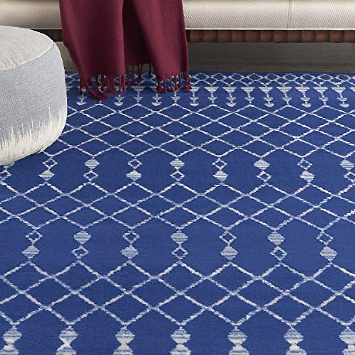 Nourison Whimsicle Moroccan Navy 8&#039; x 10&#039; Area -Rug, Easy -Cleaning, Non Shedding, Bed Room, Living Room, Dining Room, Kitchen (8x10)