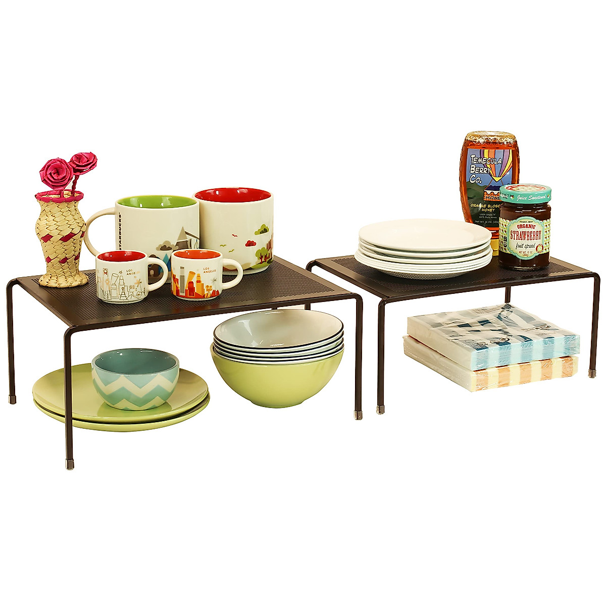 Deco Brothers Expandable Cabinet Shelf Organizer for Kitchen Cabinet and Counter, Bronze