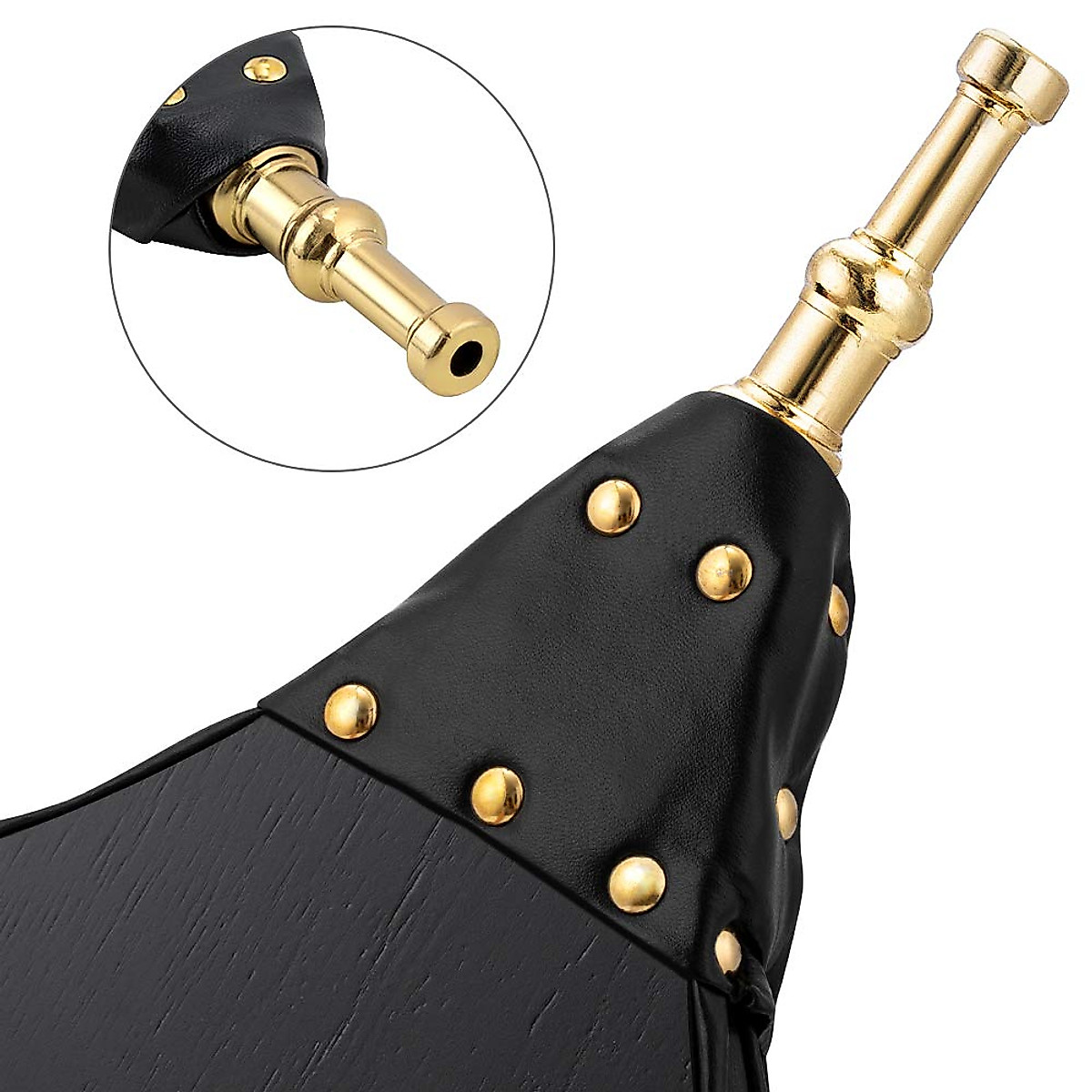 AMAGABELI GARDEN & HOME Fireplace Bellows 15.5"x 7" Large Wood Air Blower Cast Nozzle for Outdoor Camping BBQ Grill Chimney Hand Bellow Pump Pit Barbeque Fire Tools Accessories (Black)