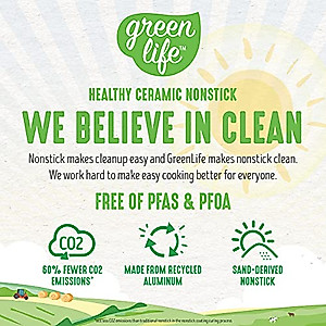 GreenLife Soft Grip Healthy Ceramic Nonstick, 16.5" x 12" Roasting Pan with Stainless Steel Roaster Rack, PFAS-Free, Dishwasher Safe, Turquoise