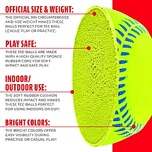 Franklin Sports - Pro Brite - Neon Rubber Teeball - MLB - Youth Tball - Baseball + Softball - Indoor & Outdoor Use