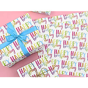 Happy Birthday Wrapping Paper For Kids Girls Boys Women Men, Gradient Rainbow Color Birthday Gift Wrap Paper, Wrapping Paper Birthday 6 Sheets Folded Flat 20x28 inches per sheet