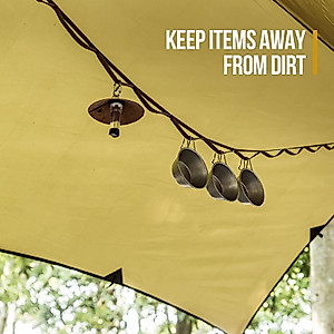 OneTigris Camping Lanyard 10ft with 19 Loops, Heavy Duty Versatile Campsite Storage Strap for Travel Bushcraft Backpacking Hiking Tent RV Trailer Hanging Gear