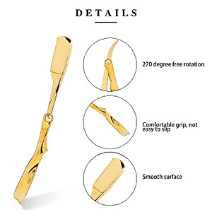 Razor Professional Foldable Straight Razor Barber Men's Razor Shaver Plating Blade Holder Razor Holder for Precise Beard Wet Shave(Golden plating)