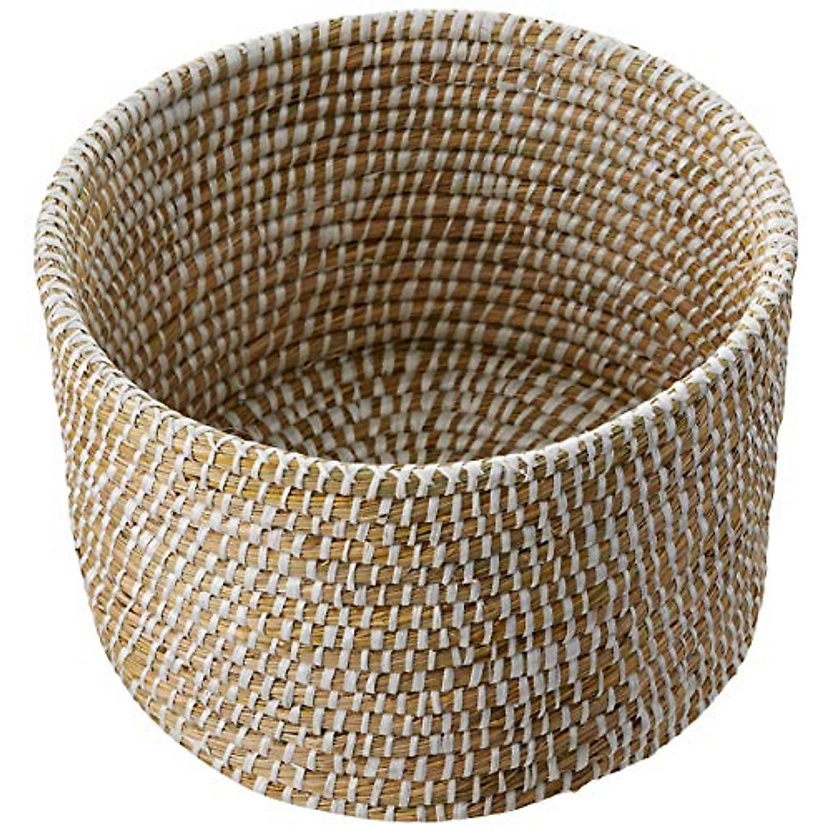 Creative Co-Op Whitewashed Woven Seagrass Lids (Set of 3 Sizes) Baskets, White