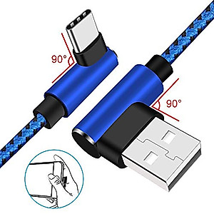 Galaxy S22 Ultra Charger Fast Charging Cable, Nylon Braided 90 Degree Right Angle USB Type C Cable Compatible with Galaxy S10 Plus S22 Ultra Note 20, Google Pixel 6 Pro 5A, LG, Oneplus(3PACK 6FT)