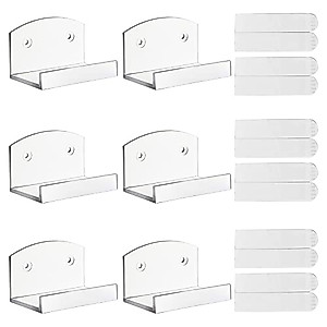 6 Adhesive Vinyl Record Holder, Strong Hold Album Record Wall Mount, Minimalist Vinyl Album Display Shelf for Wall Collection in Home Office - Clear