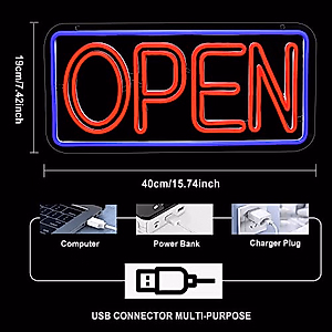 Open Neon Sign LED Light Up Sign USB Powered Switch for Shop Opening Ceremony Bar Club Store Restaurant Cafe Decoration Gifts