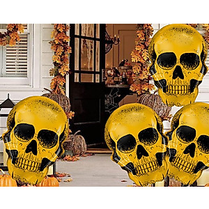 30.2" Halloween Skull Balloons - 8PCS Golden Skeleton Foil Balloon Halloween Day of Death Spooky Birthday Party Decoration Supplier