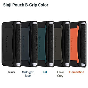 Sinjimoru Phone Grip Card Holder with Phone Stand, Secure Stick on Wallet for iPhone with Kicktand for Table. Sinji Pouch B-Grip Silicone Olive Grey