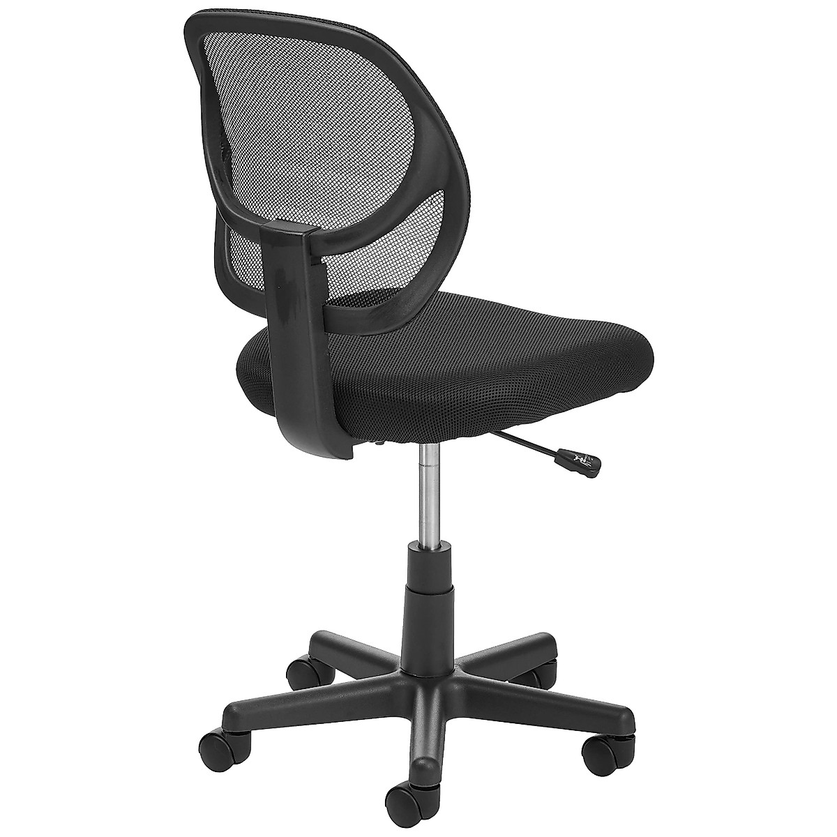 Amazon Basics Low-Back, Upholstered Mesh, Adjustable, Swivel Computer Office Desk Chair, Black
