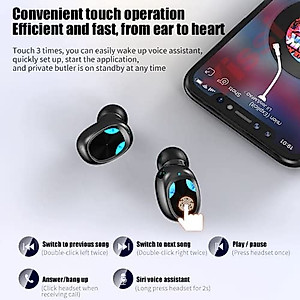 Bluetooth,X3 Wireless in Ear Ear Buds Headphones,Bluetooth 5.1,USB Charger,Lossless Digital Display, 9d Stereo Earbud Sports,Earphone,Touch Controls,Mirror,9D Stereo,Water Proof- Black,White