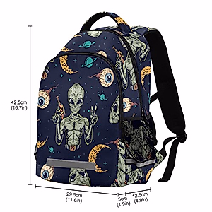 NFMILI Cartoon Alien Element Kids Backpack Lightweight Middle School Elementary Bookbags for Boys Girls School Bag with Chest Strap 11.6 X 6.9 X 16.7 in