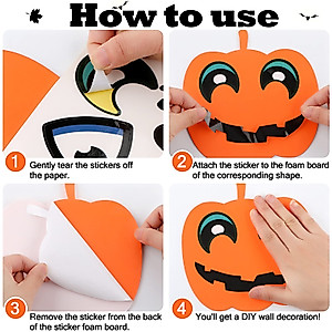 16 Pieces Halloween Foam Craft Kit Halloween Arts Foam Large Pumpkin Foam DIY Pumpkin Decorating and 4 Pieces Halloween Craft Stickers Funny Pumpkin Sticker for Halloween Game Party Favor Decoration