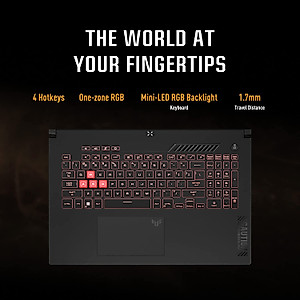 ASUS 2023 TUF FA707NU 17.3” 144Hz FHD IPS Gaming Laptop AMD 8-Core Ryzen 7 7735HS 32GB DDR5 1TB NVMe SSD NVIDIA GeForce RTX 4050 6GB GDDR6 WiFi AX RJ45 USB4 w/DP RGB KB Windows 10 Pro w/RE USB