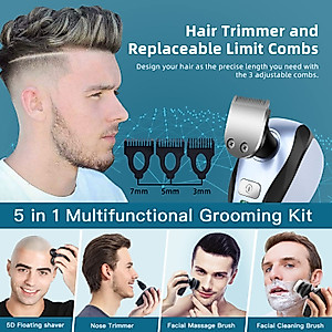 Head Shaver for Bald Men,Electric Razor for Mens Shaver Cordless,5 in 1 Waterproof Wet Dry Mens 5 Heads Electric Razor for Head Face Shaving,USB Facial Man Rotary Shaver Face Hair Rechargeable