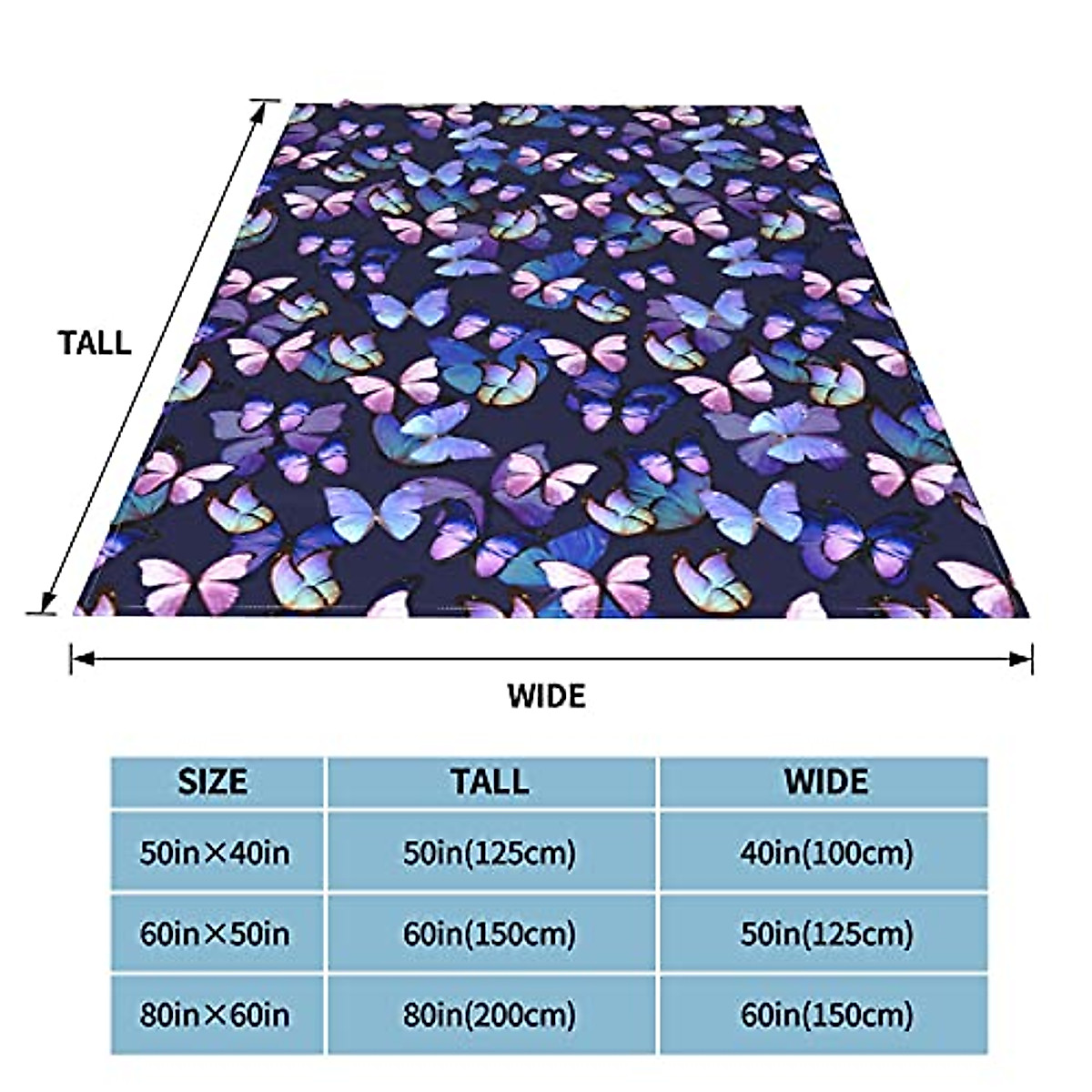 Nmbvcxz Butterfly Throw Blanket Cozy Flannel Fleece Blanket Air Conditioning Blanket for Living Rooms Sofa 50"x40"