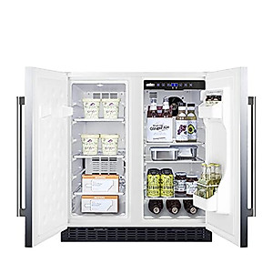 FFRF3075WSS 30" Side-by-Side Compact Refrigerator and Freezer with 5.4 cu. ft. Capacity LED Lighting Frost Free Operation High Temperature and Open Door Alarm in Stainless Steel and White Cabinet