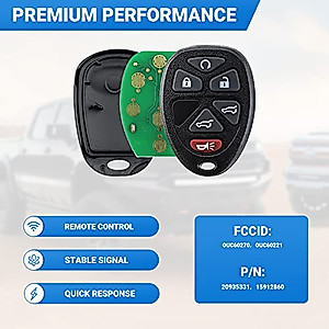 Pilida Keyless Entry Remote Car Key Fob Compatible with 2007-2014 Chevy Tahoe/Suburban| Cadillac Escalade 15913427| OUC60270 Set of 2