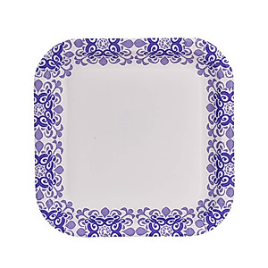 Glad Square Disposable Paper Plates for All Occasions | Soak Proof, Cut Proof, Microwaveable Heavy Duty Disposable Plates | 8.5" Diameter, 50 Count Bulk Paper Plates