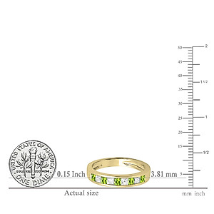 Dazzlingrock Collection Princess Cut Peridot & White Diamond Ladies Wedding Band Stackable Ring in 10K Yellow Gold, Size 10