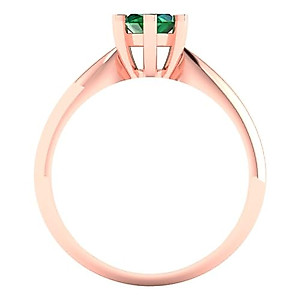Clara Pucci 1.0 ct Marquise Cut Solitaire Simulated Emerald Engagement Wedding Bridal Promise Anniversary Ring 18K Rose Gold Size 6.25