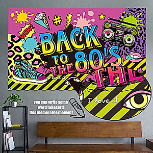80's Party Decorations, Extra Large Fabric Back to The 80's Hip Hop Sign Party Banner Photo Booth Backdrop Background Wall Decorating Kit for 80's Party Supplies, 70.8 x 43.3 Inch