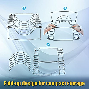 3-in-1 Rib Rack for Smoking & Chicken Leg Rack for Grill - Holds 6 Large Ribs, 12 Chicken Leg Wing, 1 Whole Chicken - Premium Foldable Space-Saving Chicken Drumstick Rib Racks for Grilling & Smoking