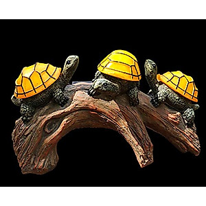 TIBLEN Solar Powered Turtles on Log Garden Decorations , Outdoor Accent Lighting LED Garden Light Decor
