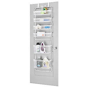 Whitmor Over The Door Organizer - 6 Sections - Pantry, Bathroom, Accessory Organizer - Metal and Mesh - White