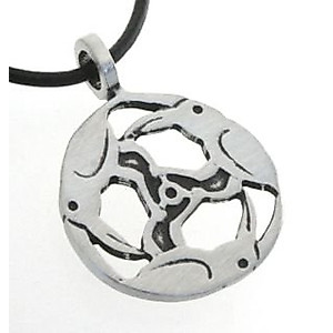 Pewter Triple Raven Poe Gothic Pendant on Leather Necklace