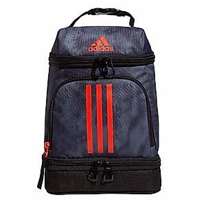 adidas Excel 2 Insulated Lunch Bag, Stone Wash Carbon/Vivid Red/Black, One Size