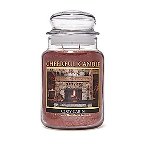 A Cheerful Giver - Cozy Cabin Scented Glass Jar Candle (24 oz) with Lid & True to Life Fragrance Made in USA