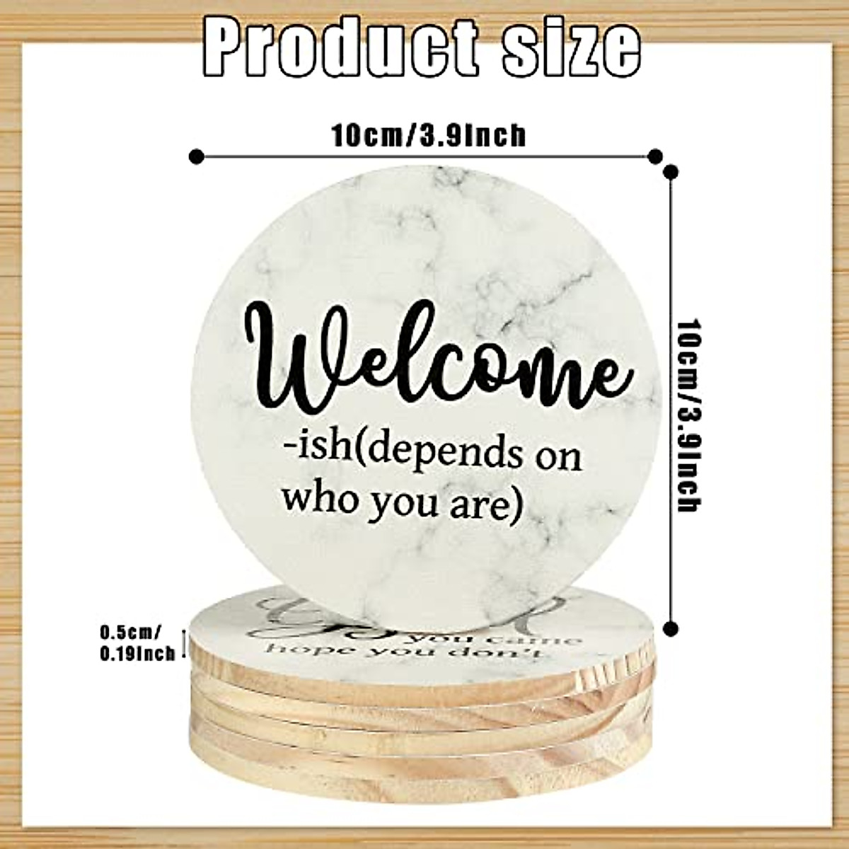 6 Pcs Funny Coasters for Coffee Table Coasters for Drinks Ceramic Patterned Drink Coasters for Table Protection Housewarming Gifts Farmhouse Decor