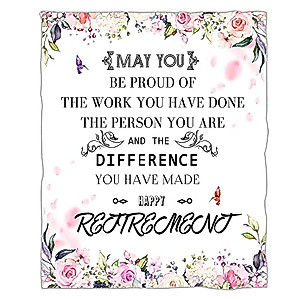 Happy Retirement Gift for Women Men Ultra Soft Retired Throw Blankets Flannel Blanket for Coworker Friend Gifts Bedding Sofa (Retirement#01, 60x50inch)