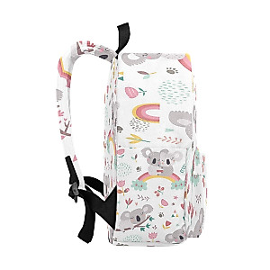 Cute Rainbow Koala School Backpack for Girls & Boys, Water Resistant Durable Casual Basic Bookbag for Students