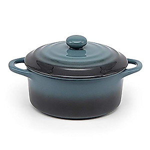 Kook Ceramic Mini Cocotte Set, Small Casserole Dishes with Lids and Handles, Individual Baking Ramekins, Oven, Microwave & Dishwasher Safe, Stoneware, 12 oz, Set of 4 (Stone Ombre)