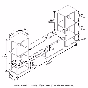 FURINNO Turn-N-Tube Grand Entertainment Center, French Oak Grey/Black