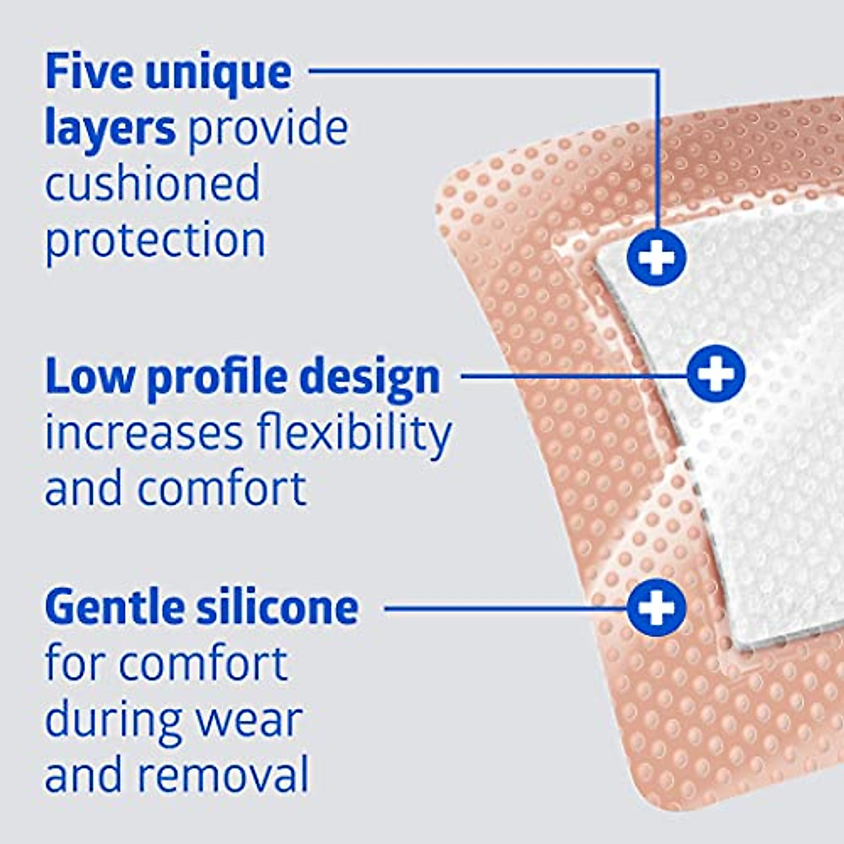 Medline Optifoam Gentle EX Bordered Foam Adhesive Dressing, 6" x 6" Square (10 Count)