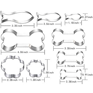 LUBTOSMN Dog Bone Cookie Cutter Set-9 Piece-Large and Mini Dog Bone Paw Fish Cookie Cutters Baking Molds for Small Large Dog Cat Treats and Dog Cat Cake Topper Decoration Took Kit