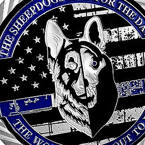 ASmileIndeep Police Dog K9 Challenge Coin Thin Blue Line Police Officer Canine Prayer Coins Gift